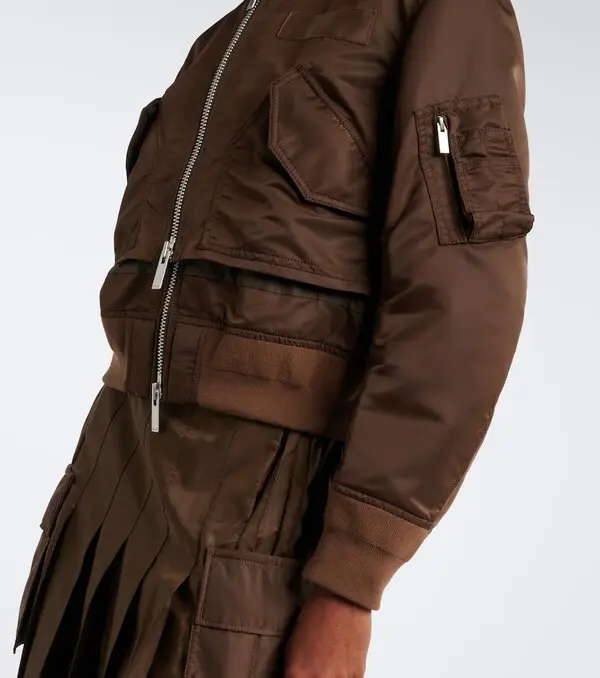 Sacai Layered Technical Bomber Jacket - Brown
