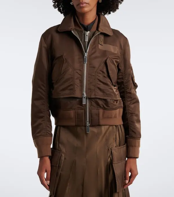 Sacai Layered Technical Bomber Jacket - Brown