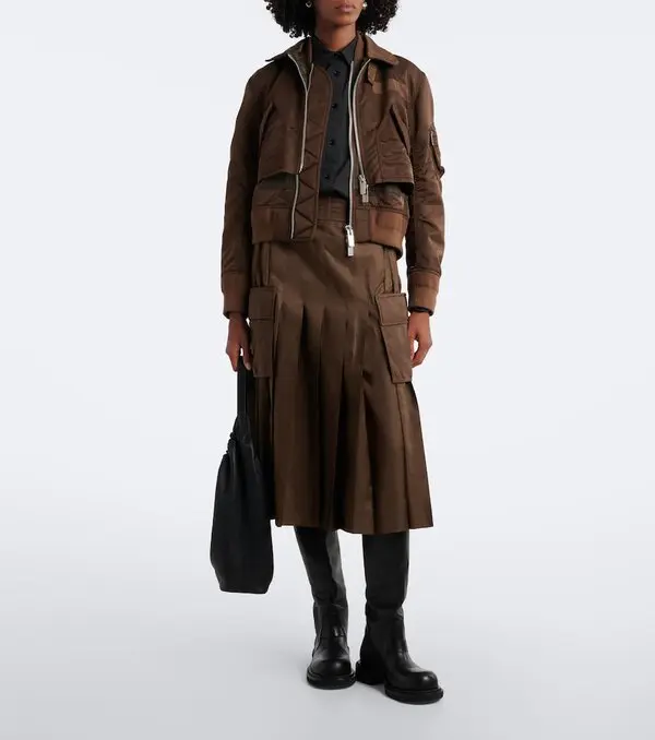 Sacai Layered Technical Bomber Jacket - Brown