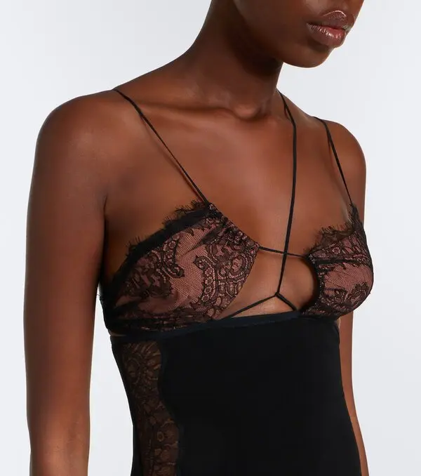 NENSI DOJAKA Cutout Lace-trimmed Maxi Dress