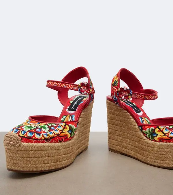 Dolce & Gabbana Carretto Canvas Espadrille Wedges