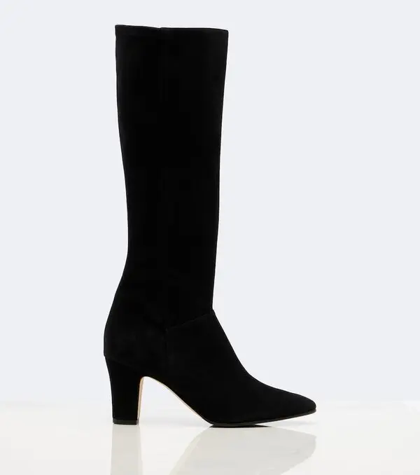 Manolo Blahnik Suede Knee-high Boots - Black
