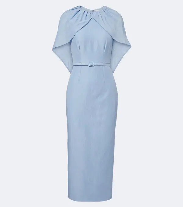 Roland Mouret Belted Cape Effect Midi Dress - Blue