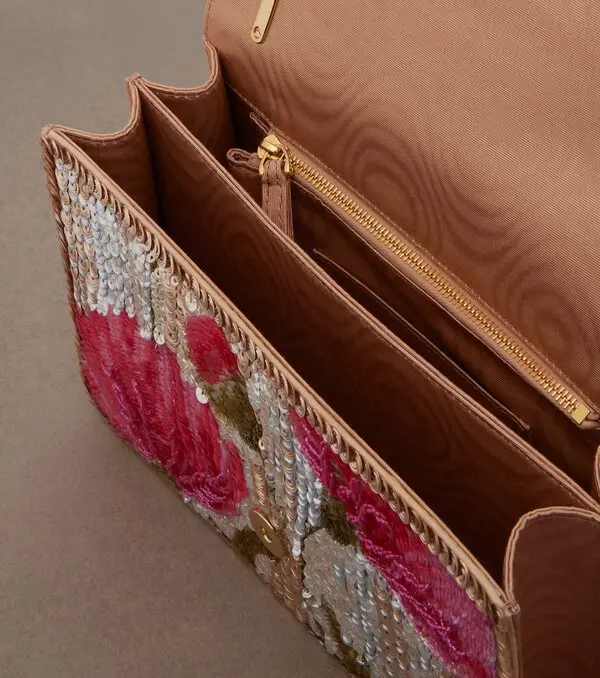 Valentino Garavani Vain Small Sequined Floral Shoulder Bag