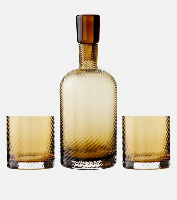 NASONMORETTI Borealis Glass Bottle And Tumblers Set - Brown