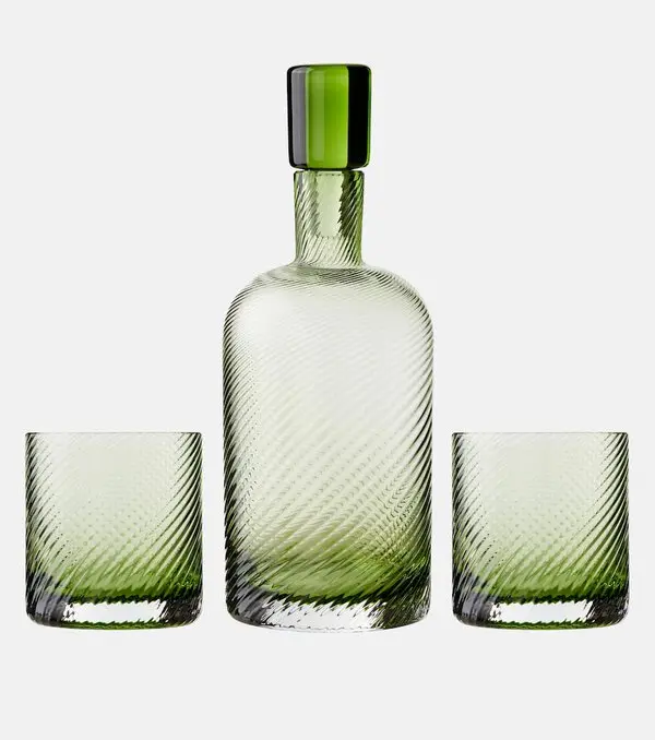 NASONMORETTI Borealis Glass Bottle And Tumblers Set - Green