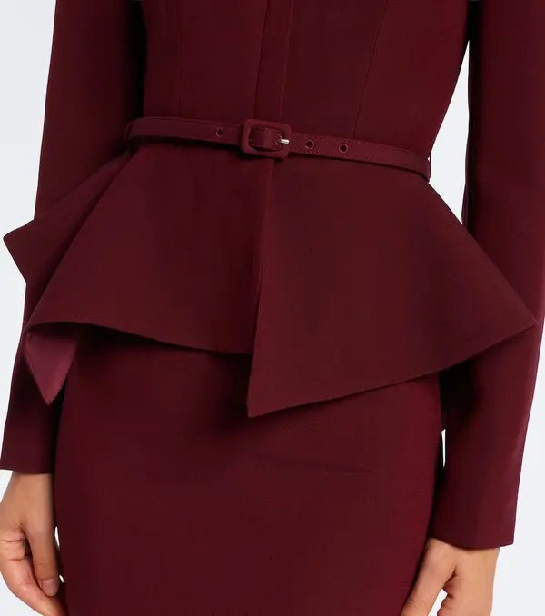 Roland Mouret Belted Peplum Wool And Silk Jacket