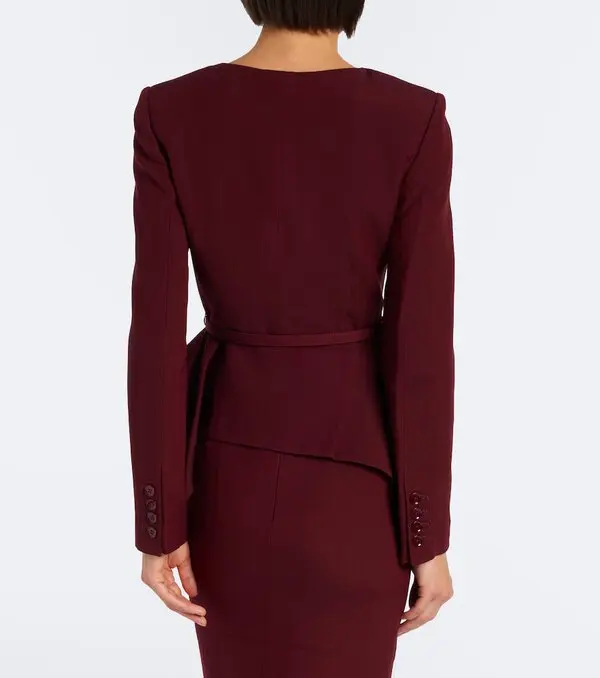 Roland Mouret Belted Peplum Wool And Silk Jacket