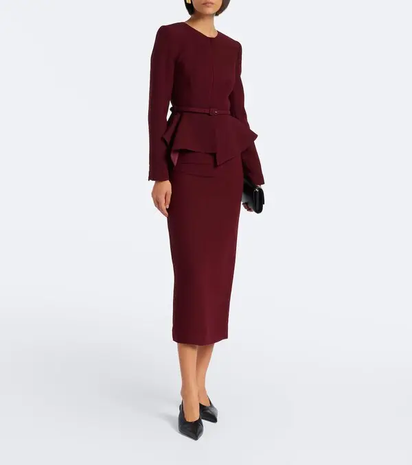 Roland Mouret Belted Peplum Wool And Silk Jacket
