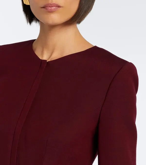 Roland Mouret Belted Peplum Wool And Silk Jacket - Burgundy