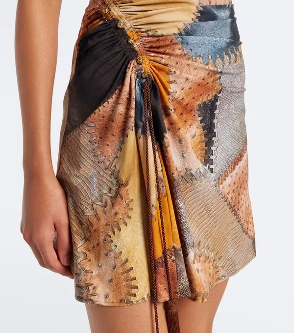 Roberto Cavalli Ruched Trompe L’œil Minidress