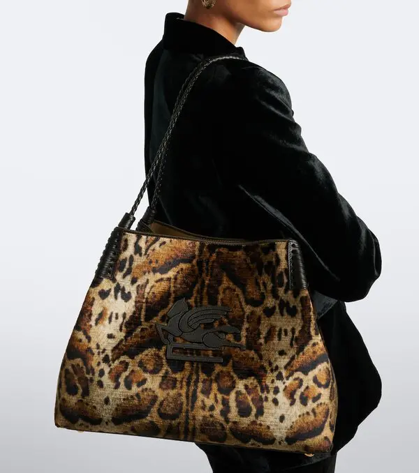 Etro Leopard-print Velvet Tote Bag