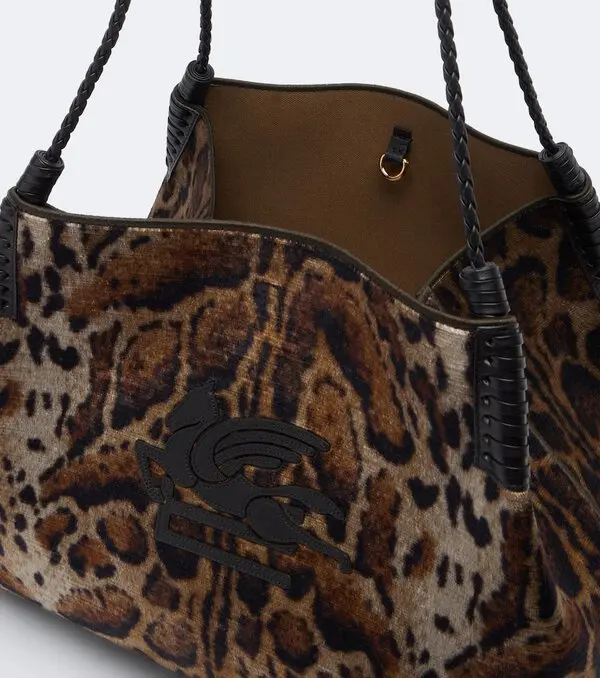 Etro Leopard-print Velvet Tote Bag