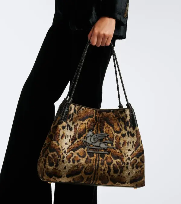 Etro Leopard-print Velvet Tote Bag