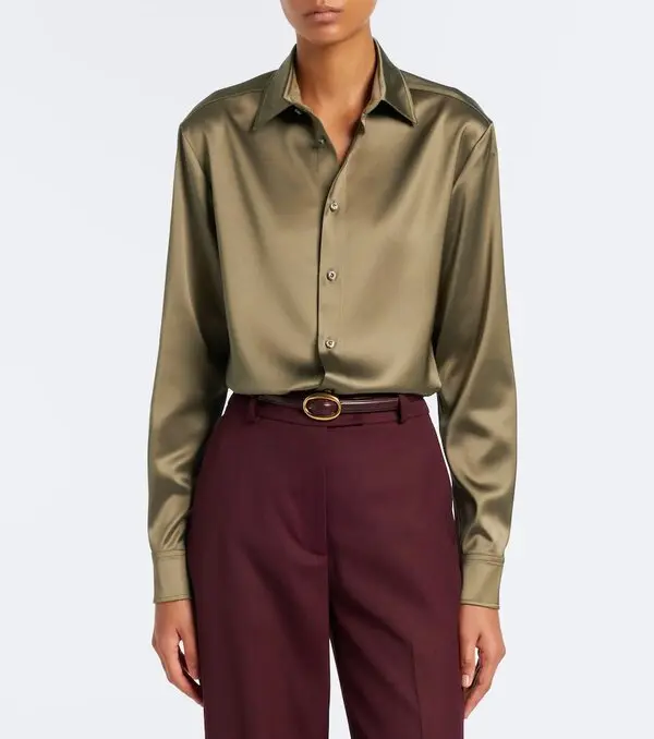 Ralph Lauren Adrien Satin Shirt - Green