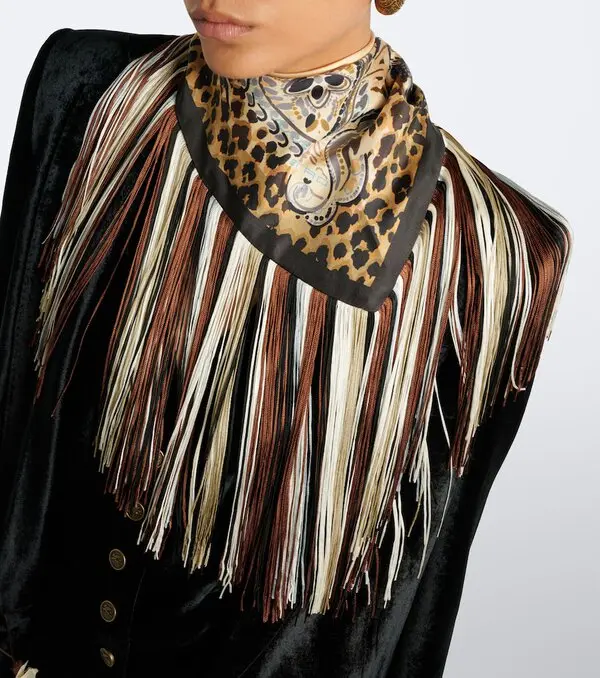 Etro Fringed Printed Silk Twill Scarf