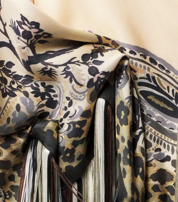 Etro Fringed Printed Silk Twill Scarf