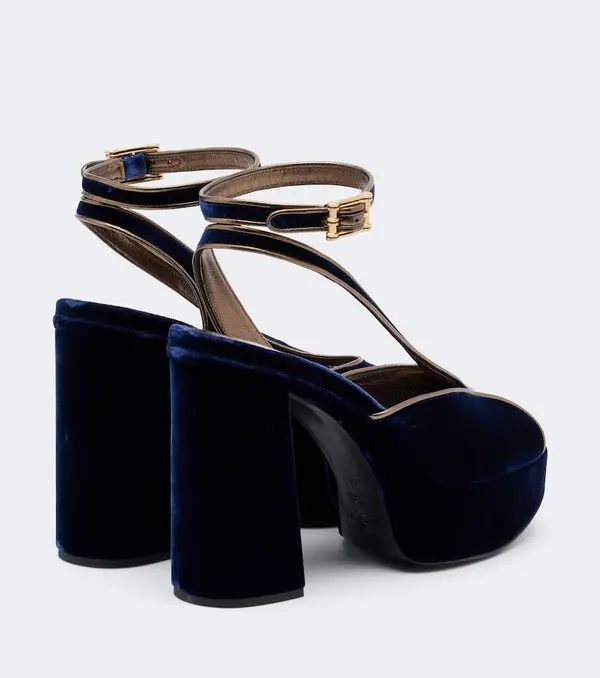 Etro Velvet Platform Sandals - Blue