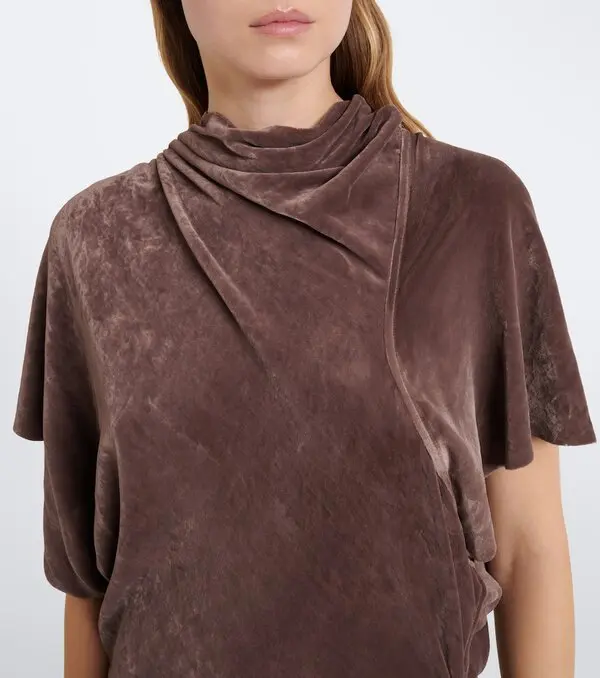 Rick Owens Draped Velvet Midi Dress - Brown