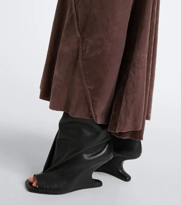 Rick Owens Draped Velvet Midi Dress - Brown