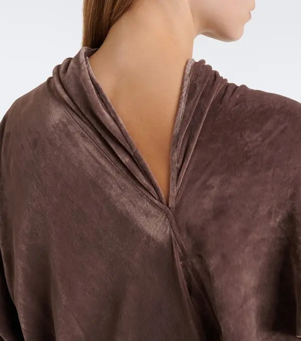 Rick Owens Draped Velvet Midi Dress - Brown