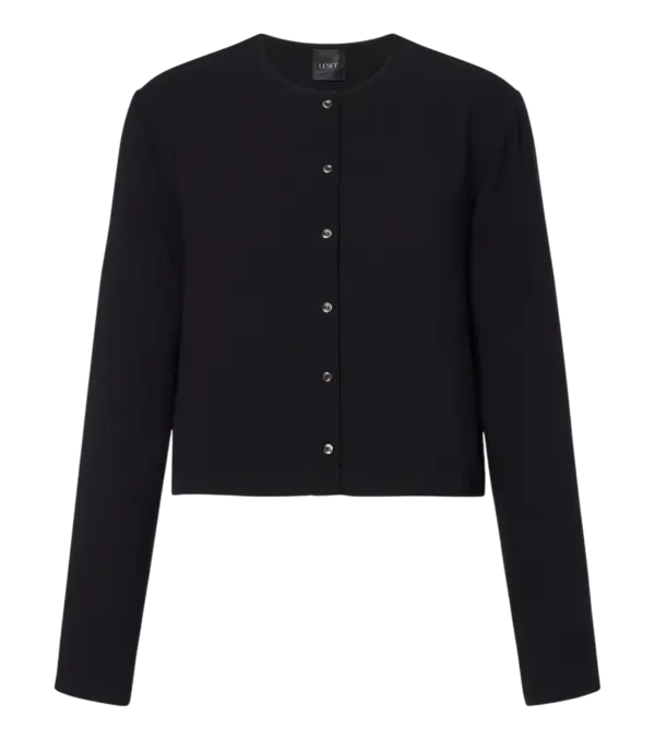LESET Ari Cropped Cardigan - Black