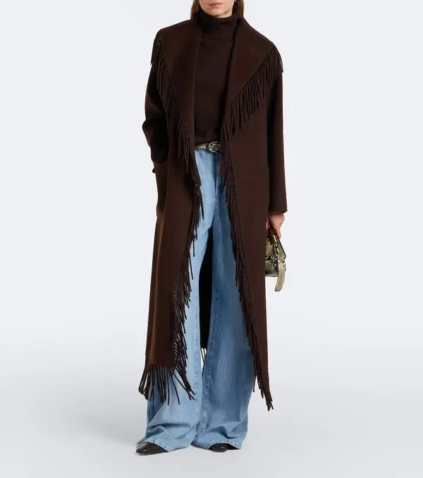 Simkhai Fringed Wool-blend Coat - Brown