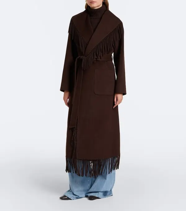 Simkhai Fringed Wool-blend Coat - Brown