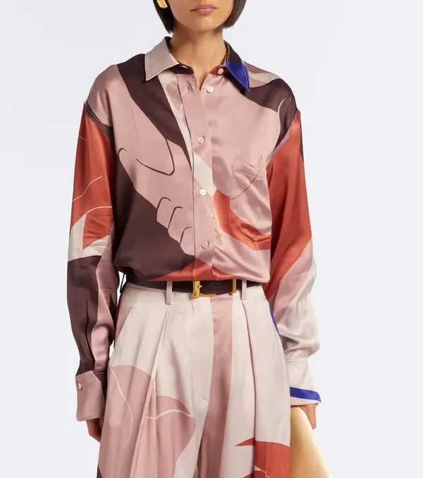 Victoria Beckham Printed Crêpe Satin Shirt