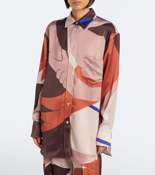 Victoria Beckham Printed Crêpe Satin Shirt