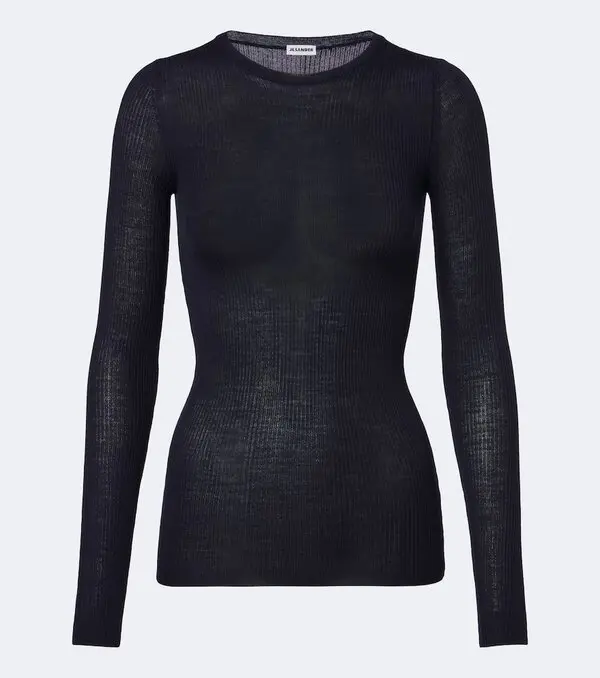 JIL SANDER Ribbed-knit Wool Sweater - Blue