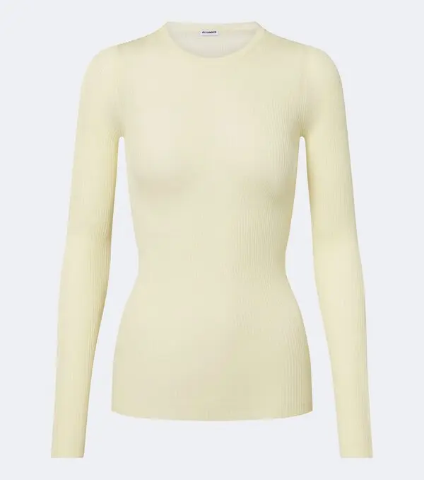 JIL SANDER Ribbed-knit Wool Sweater - Yellow