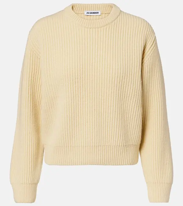 JIL SANDER Ribbed-knit Wool Sweater - Yellow