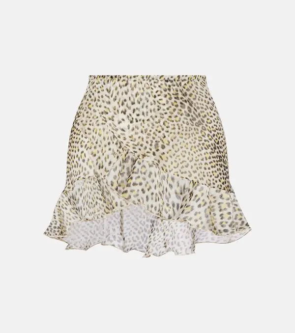 Roberto Cavalli Leopard-print Silk Beach Cover-up - Yellow