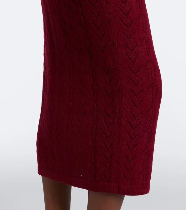 Alessandra Rich Ruffled Knitted Pointelle Midi Dress