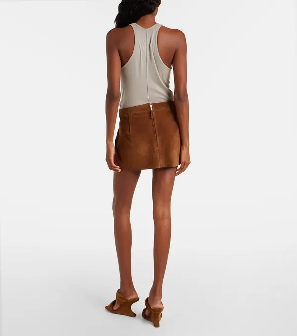 Rick Owens Fog Suede Miniskirt - Brown