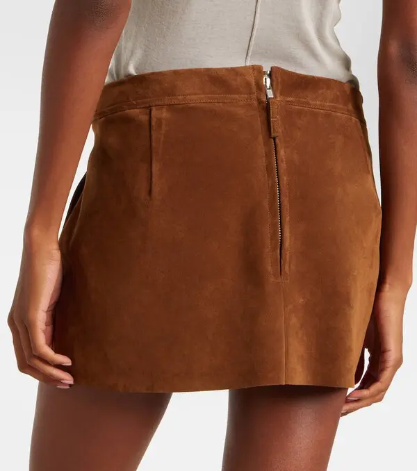 Rick Owens Fog Suede Miniskirt - Brown