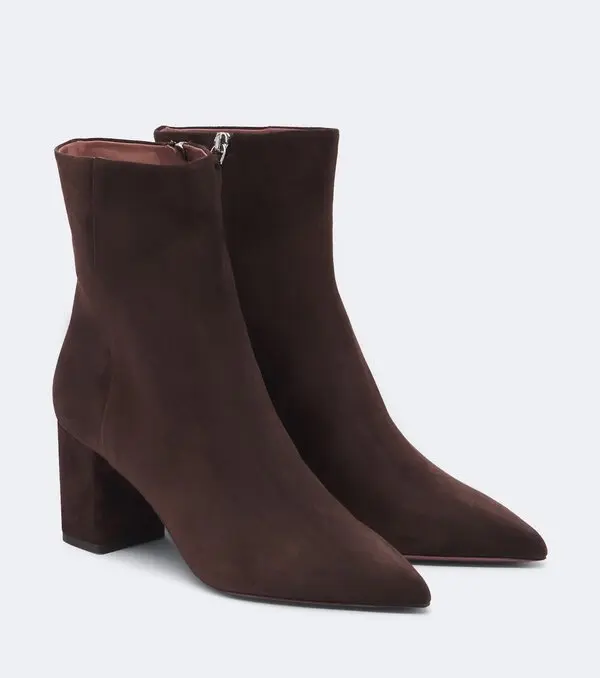 Paris Texas Anja Suede Pointed Toe Ankle Boots - Brown
