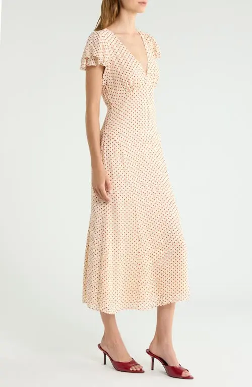 REFORMATION Frost Dot Flutter Sleeve Maxi Dress