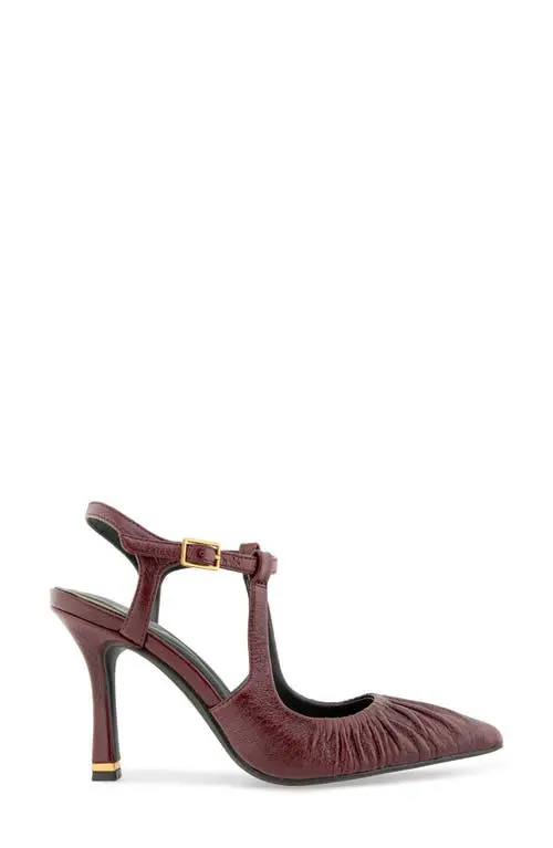 KENNETH COLE Romi Ruched Pointed Toe Pump - Wine Leather
