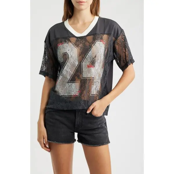 VINYL ICONS Graphic Lace Football T-shirt - Phantom