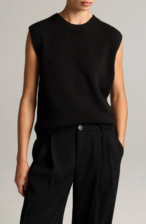 Vince Asymmetric Crewneck Sweater Vest - Black