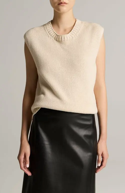 Vince Asymmetrical Crewneck Sweater Vest - Bone