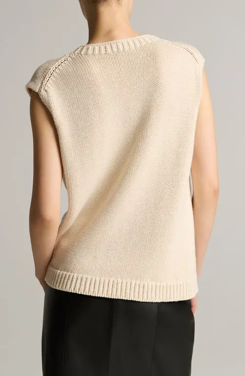 Vince Asymmetric Crewneck Sweater Vest - Bone