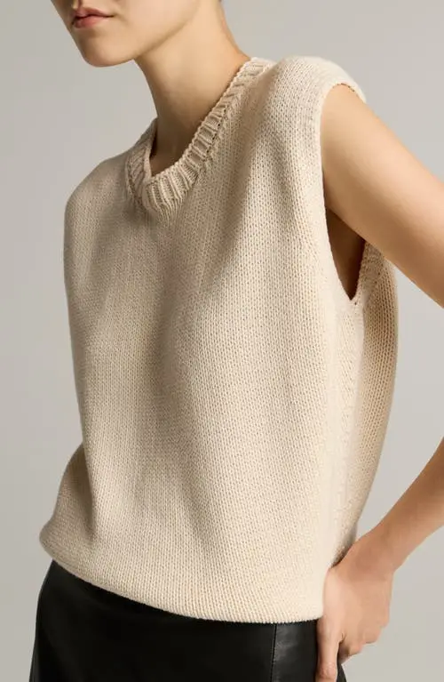 Vince Asymmetric Crewneck Sweater Vest - Bone