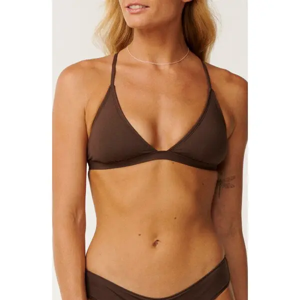 Rip Curl Classic Surf Cross Back Triangle Bikini Top - Brown