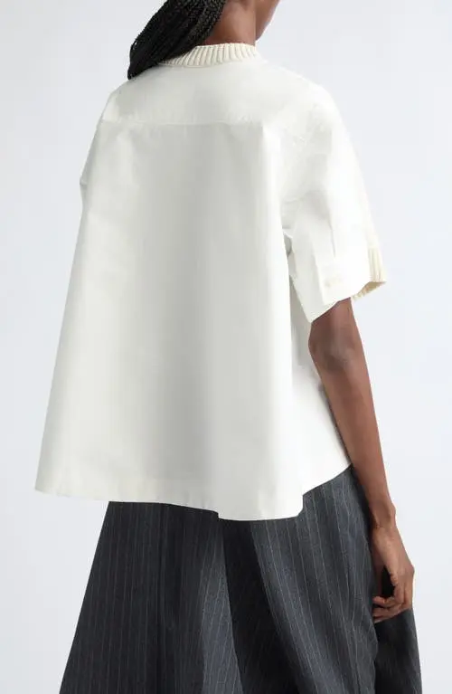 Sacai Mixed Media Short Sleeve Sweater