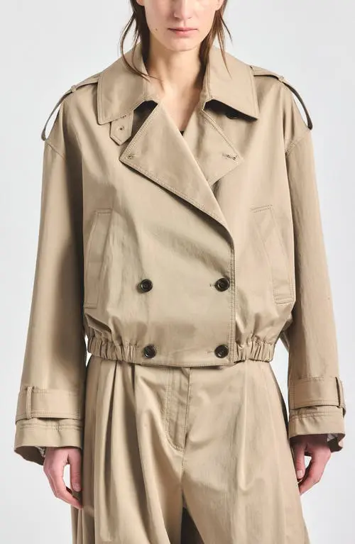 Derek Lam 10 Crosby Emilio Stretch Cropped Trench Jacket - Latte