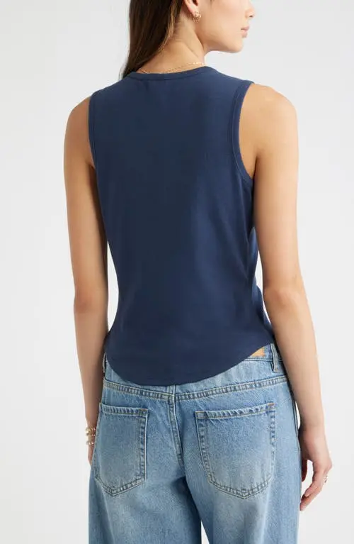 Bp. Cotton Blend Button-up Tank - Navy Indigo