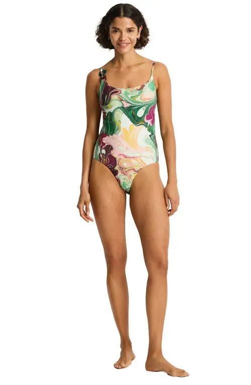 SEA LEVEL Scoop Neck One-piece Swimsuit With Buckle Detail